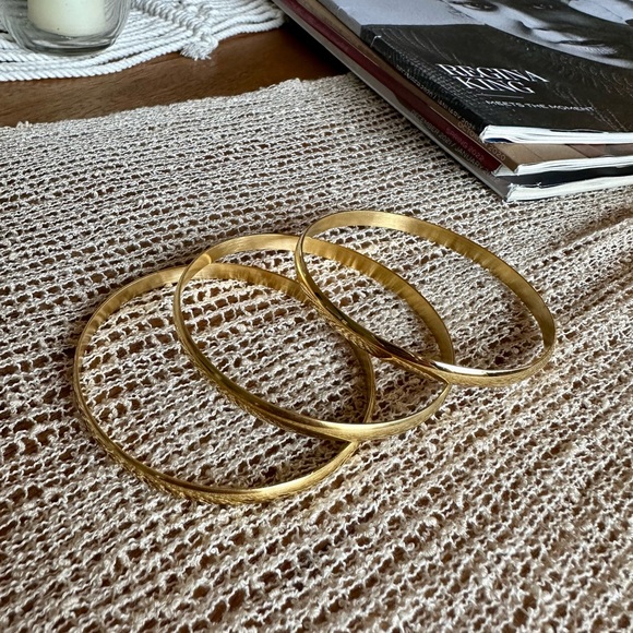 Jewelry | Set Of 3 Stainless Steel Bangles Bracelets | Poshmark